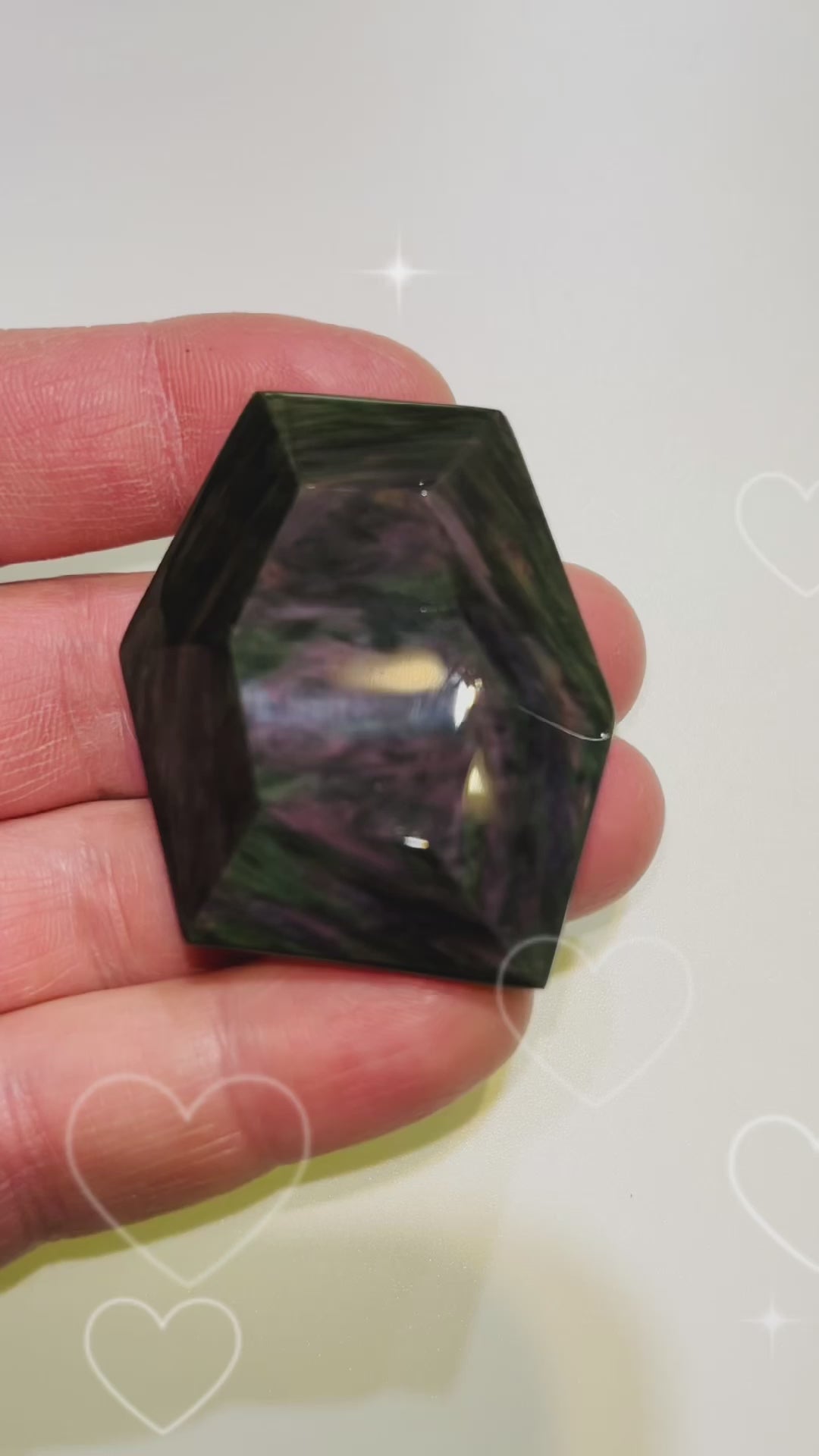 Octagon Rainbow & Velvet Obsidian, High Grade palm stone – Nanaimo Rock ...